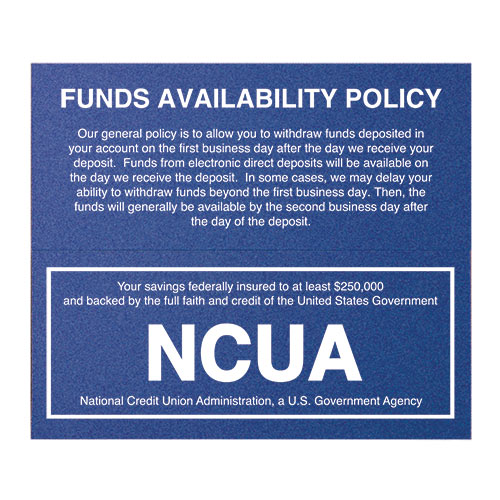 Magnetic Wall Funds Availability Sign with NCUA-Mfblouin