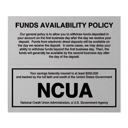 Magnetic Wall Funds Availability Sign with NCUA-Mfblouin
